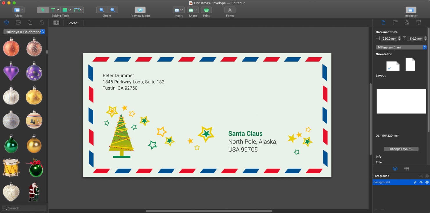 DIY Christmas Envelopes in a Matter of Minutes | Swift Publisher for Mac